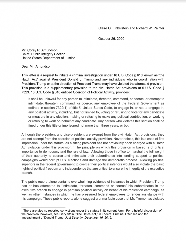 Letter of Complaint to the United States Department of Justice - CERL